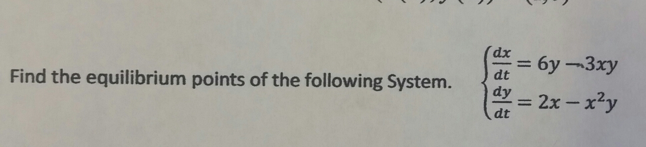 Solved Find the equilibrium points of the following System. | Chegg.com