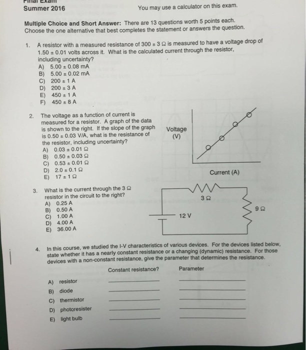 Solved Multiple Choice and Short Answer: There are 13 | Chegg.com
