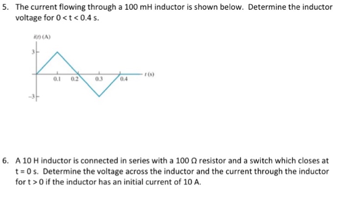 Solved The current flowing through a 100 mH inductor is | Chegg.com