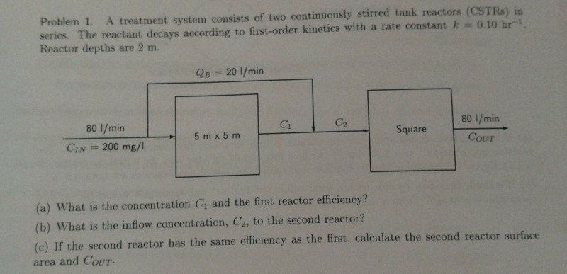 Solved Problem 1. A treatment system consists of two | Chegg.com