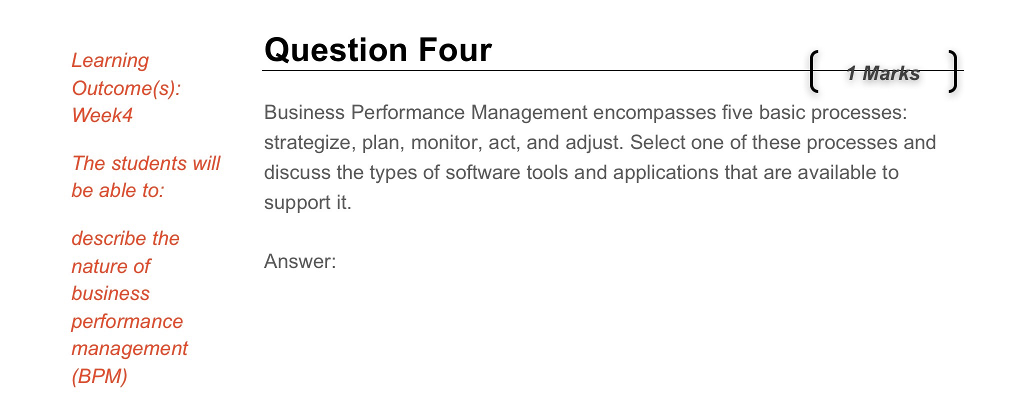 Solved Learning Question One 1 Marks Outcome(s): Week 2 | Chegg.com