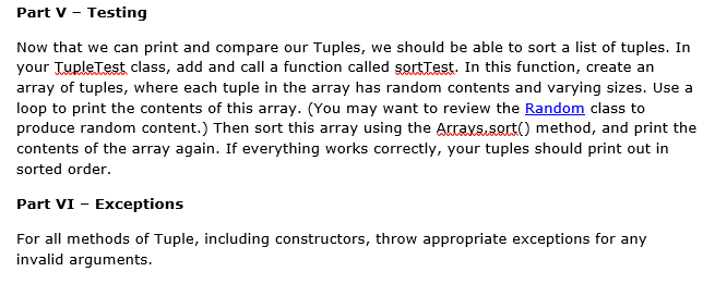 Part I Implementing Tuples Python provides the tuple | Chegg.com