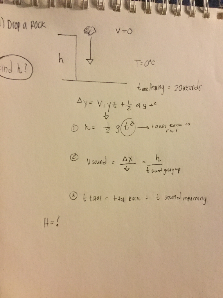 Solved If I drop a rock and and it takes 20sec to hear it | Chegg.com
