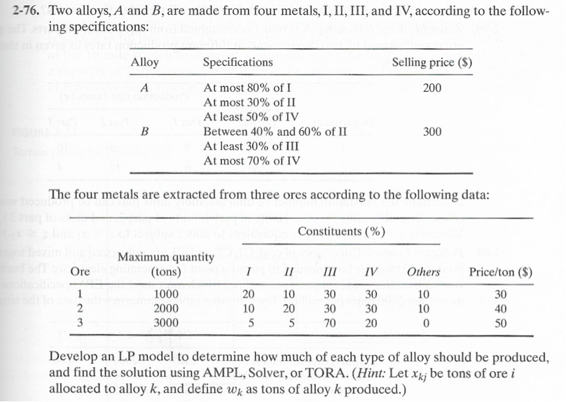 Solved solve using excel and use the simplex method in the | Chegg.com