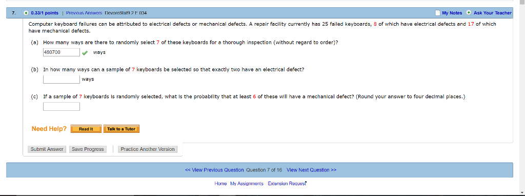 Solved 7. 0.33/1 points | Prewous Answers Devorestat9 F 034 | Chegg.com Solved 7. 0.33/1 points | Prewous Answers Devorestat9 F 034 | Chegg.com