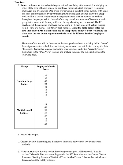 Research Scenario: An industrial/organizational | Chegg.com