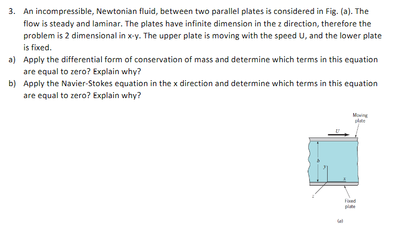 Solved An incompressible, Newtonian fluid, between two | Chegg.com