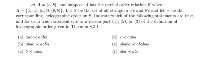 Solved Lexicographic Order To figure out which of two words | Chegg.com