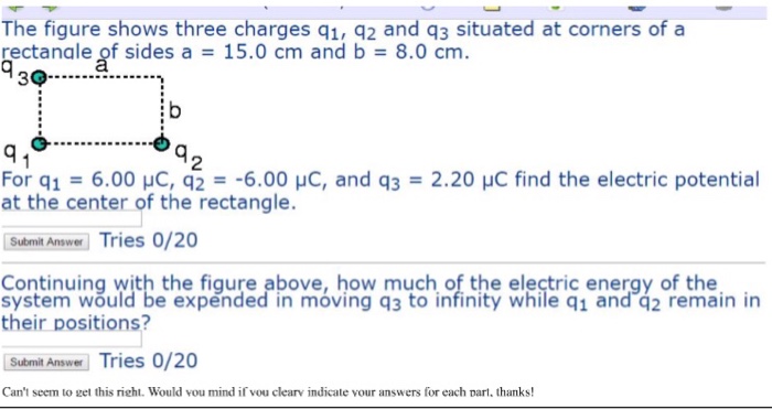 Solved The figure shows three charges q1, q2 and q3 situated | Chegg.com
