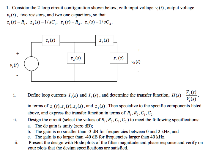 Solved 1. Consider the 2-loop circuit configuration shown | Chegg.com