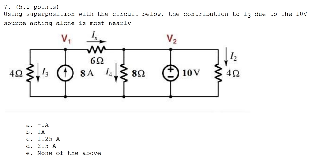 Solved Using superposition with the circuit below, the | Chegg.com