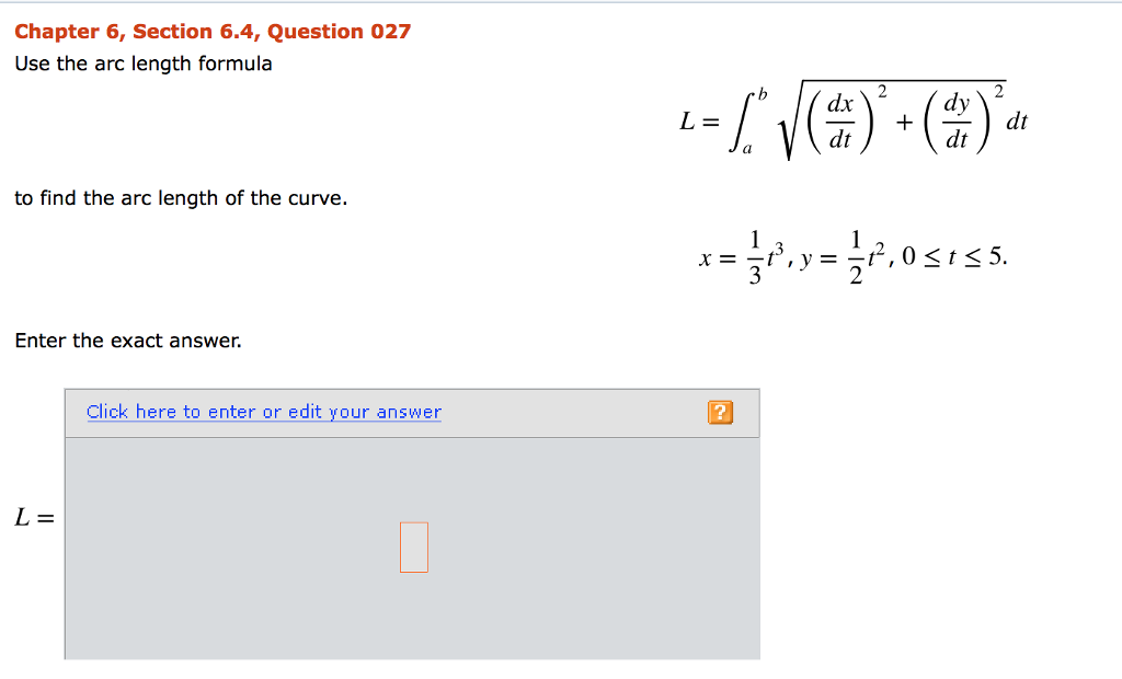 Solved Chapter 6, Section 6.4, Question 027 Use the arc | Chegg.com