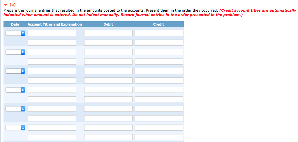 Solved Exercise 3-12 (Part Level Submission) The T-accounts | Chegg.com