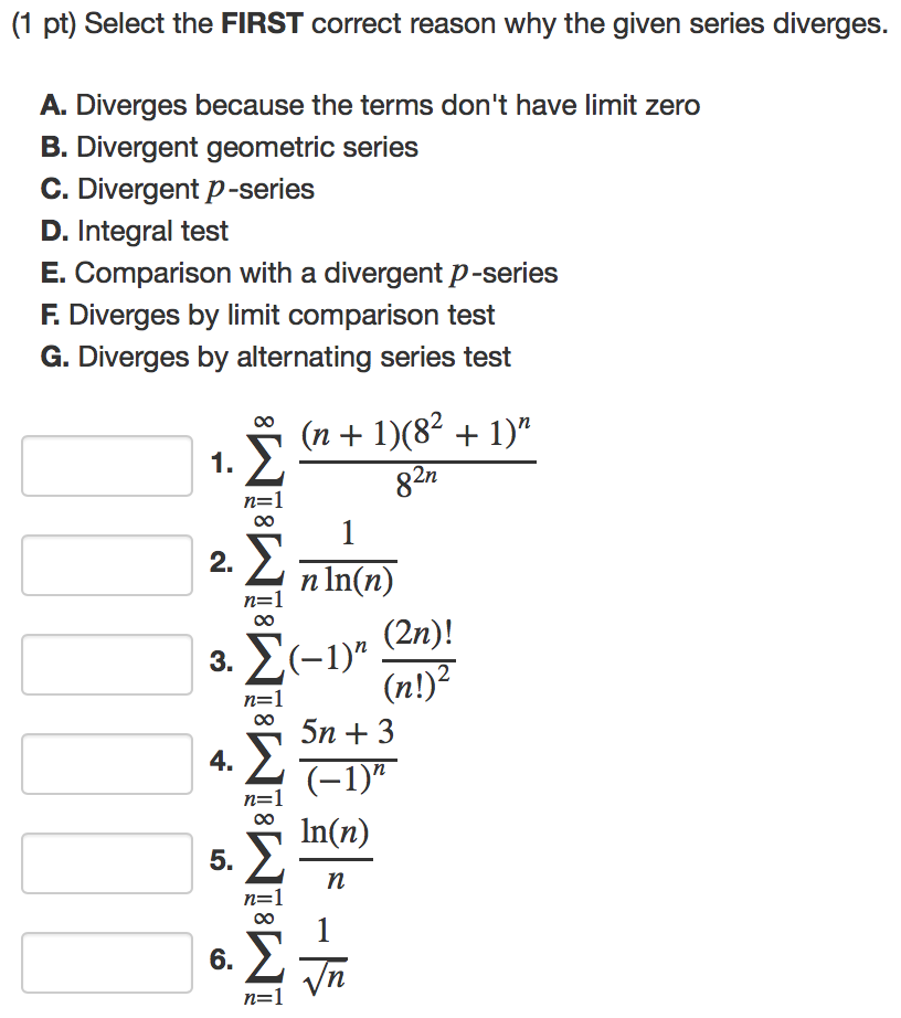 Solved (1 pt) Select the FIRST correct reason why the given | Chegg.com