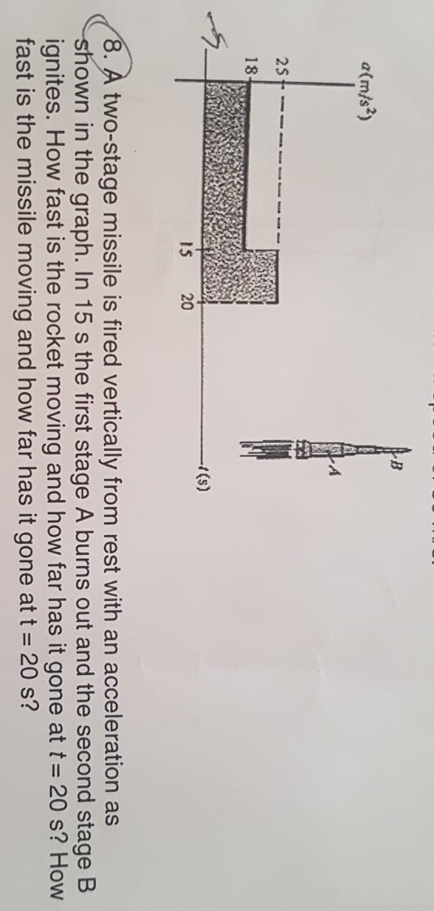 Solved A two-stage missile is fired vertically from rest | Chegg.com