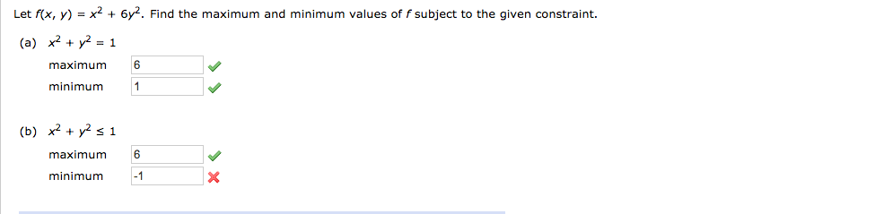 Solved Let f(x, y) = x^2 + 6y^2. Find the maximum and | Chegg.com