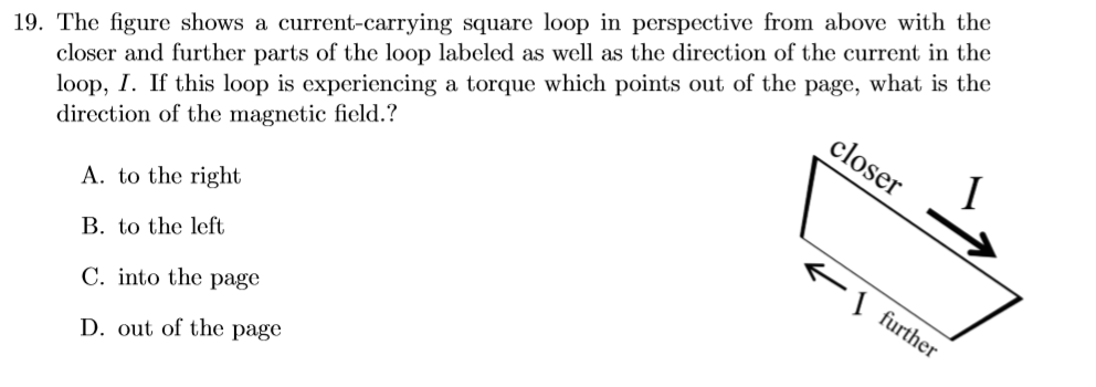 Solved 19. The figure shows a current-carrying square loop | Chegg.com