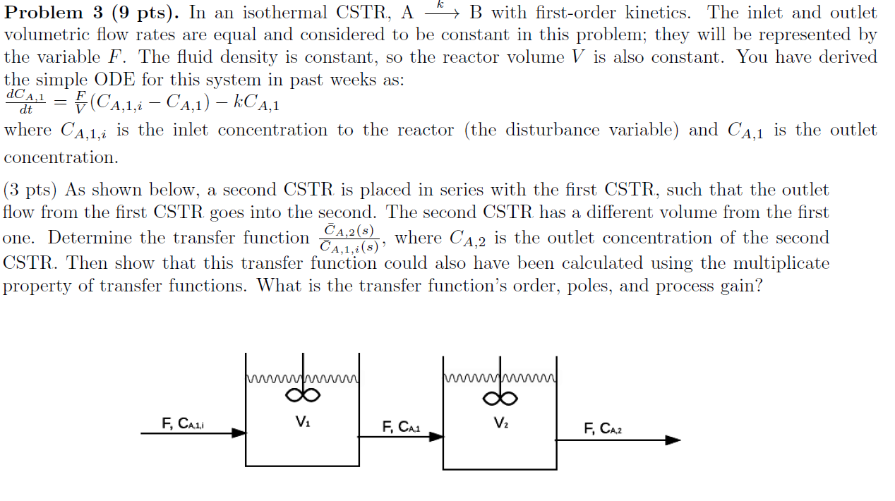 3b. Transfer Function in CSTR. Please provide | Chegg.com