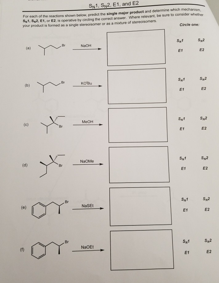Sn1 And Sn2 Reactions Worksheet Sn1 And Sn2 Reactions Worksheet