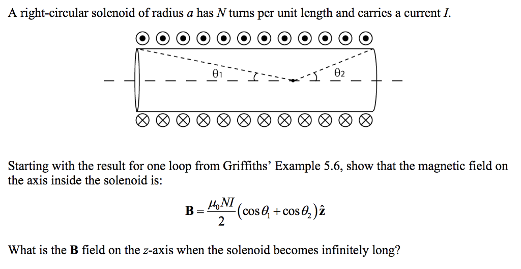Solved A right-circular solenoid of radius a has N turns per | Chegg.com