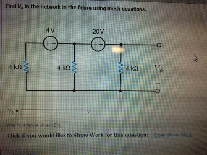 Solved Find V_0 in the network in the figure using mesh | Chegg.com