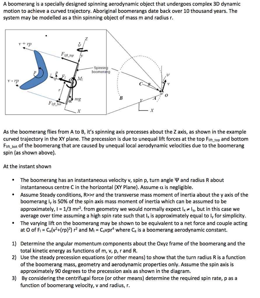 A boomerang is a specially designed spinning | Chegg.com