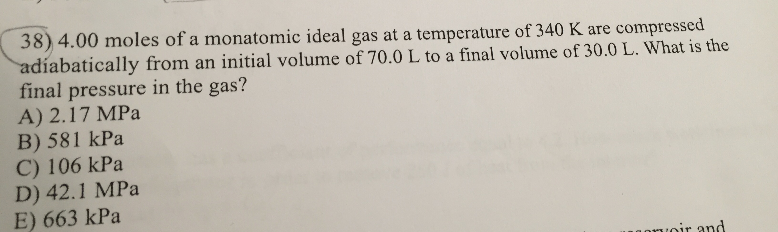 Solved 4.00 moles of a monatomic ideal gas at a temperature | Chegg.com