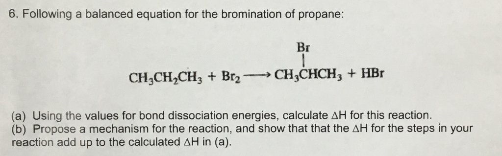 6. Following a balanced equation for the bromination | Chegg.com