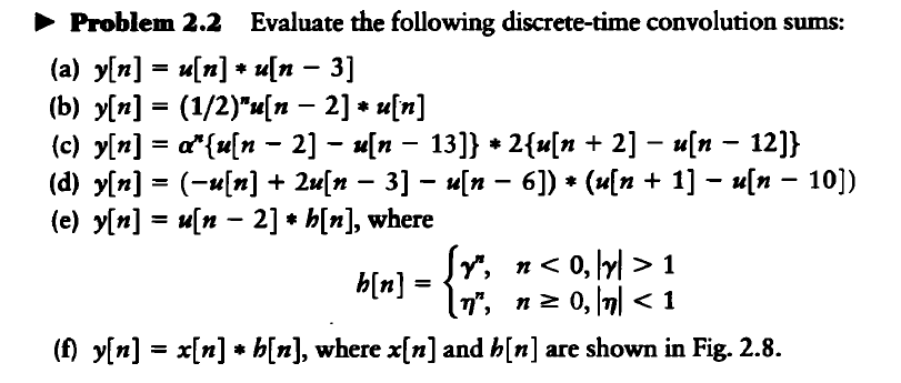 Evaluate the following discrete-time convolution | Chegg.com