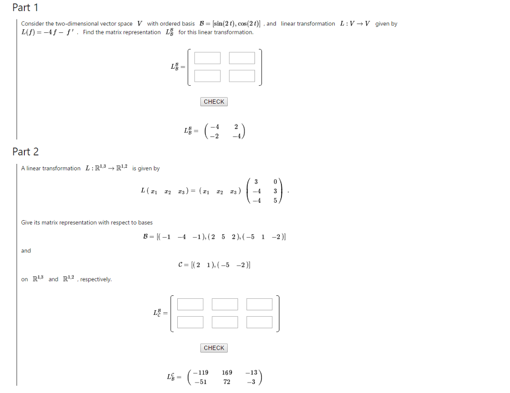 Solved Part 1 Consider the two-dimensional vector space V | Chegg.com