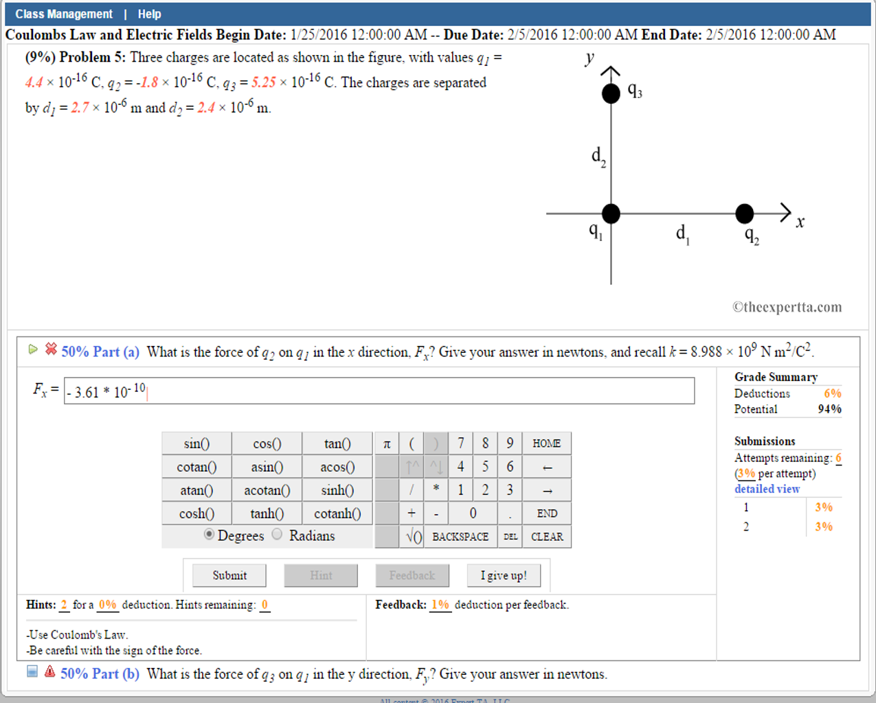 Solved Class Management I Help Coulombs Law and Electric | Chegg.com