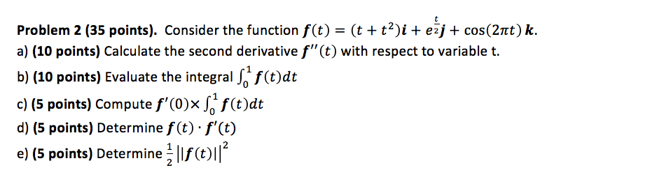 Solved Problem 2 (35 points). Consider the function f(t) = | Chegg.com
