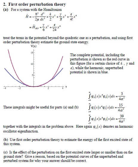 First order perturbation theory For a system with | Chegg.com