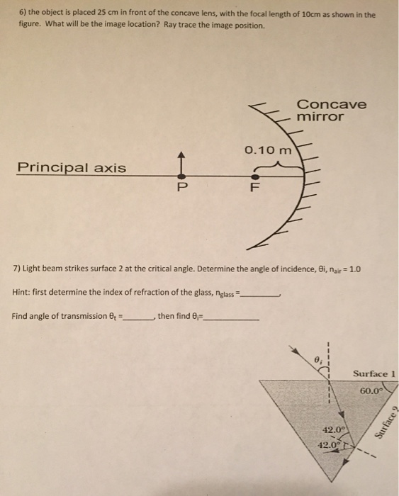 Solved 6) the object is placed 25 cm in front of the concave | Chegg.com
