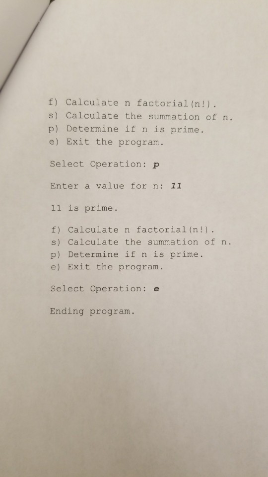 Solved 3. Create a program to calculate factorial, summation | Chegg.com