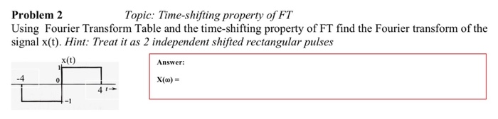 Solved Time-shifting property of FT Using Fourier Transform | Chegg.com