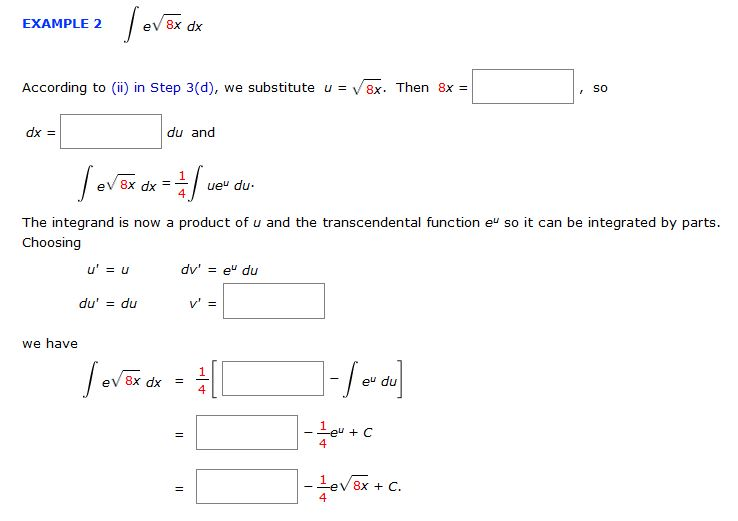 Solved Integral e Squareroot 8x dx According to (ii) in Step | Chegg.com