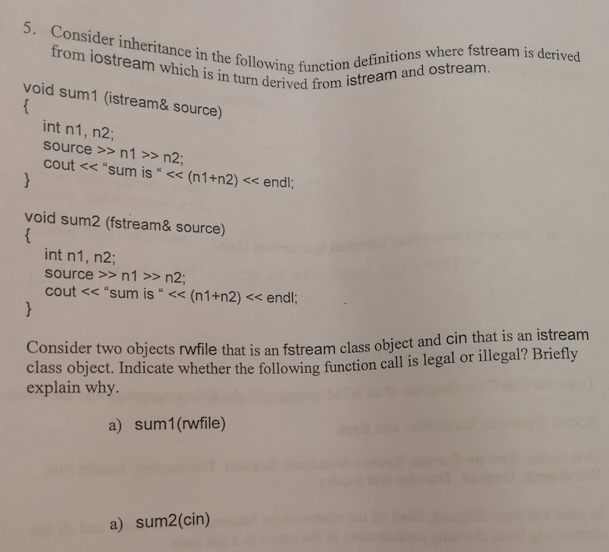 Solved definitions where fstream is d. from istream and | Chegg.com