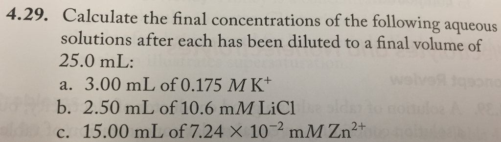 Solved 4.29. Calculate the final concentrations of the | Chegg.com