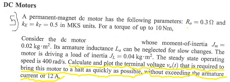 Solved A permanent-magnet dc motor has the following | Chegg.com