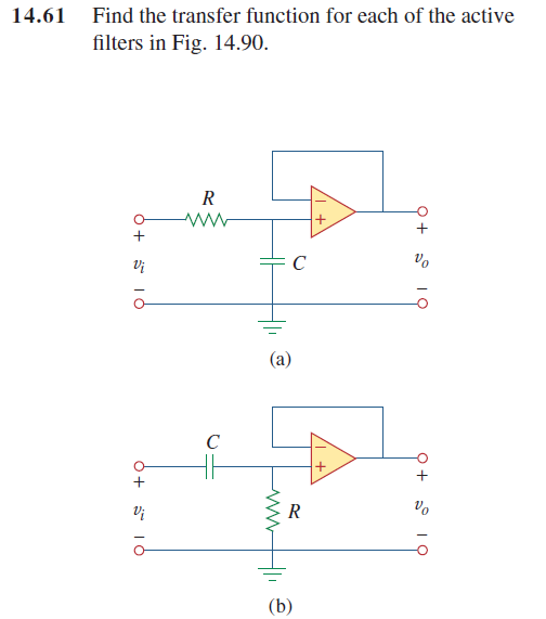 Solved 14.61 Find the transfer function for each of the | Chegg.com