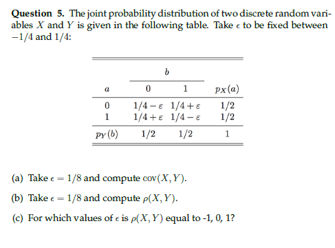 Solved Question 5. The joint probability distribution of two | Chegg.com
