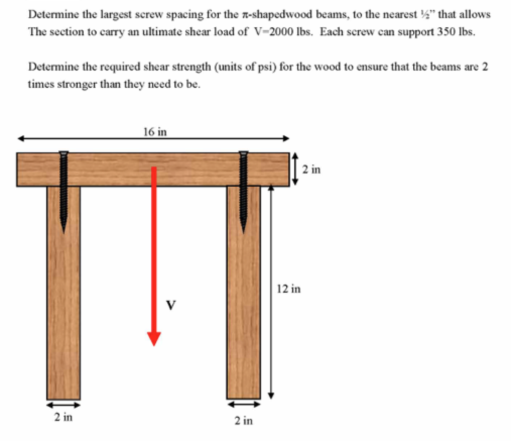 Determine the largest screw spacing for the | Chegg.com