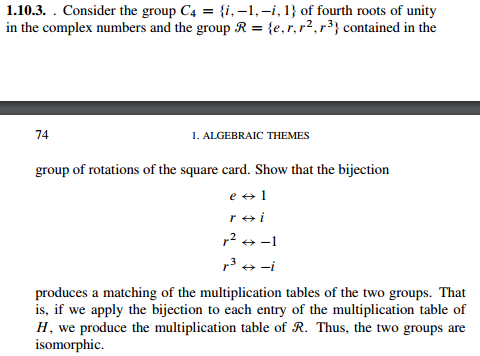 Solved 1.10.3. . Consider the group C4 {i,-I,-i, l } of | Chegg.com