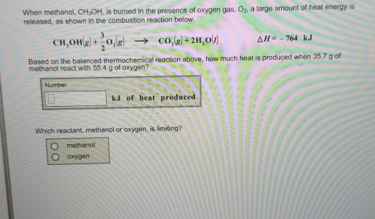 Solved When methanol, CHsOH, is burned in the presence of | Chegg.com