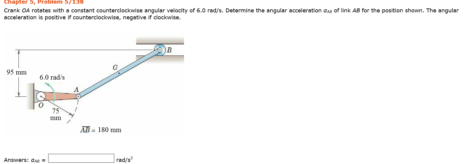 Crank Oa Rotates With A Constant Counterclockwise