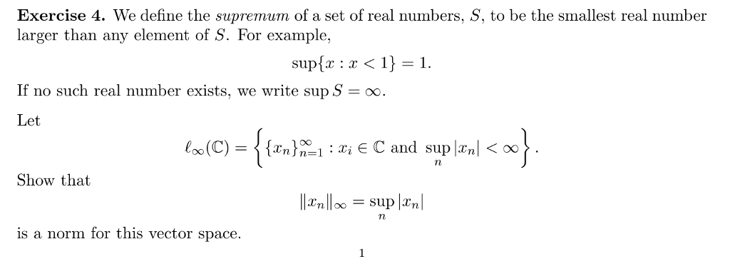 Solved Exercise 4. We define the supremum of a set of real | Chegg.com