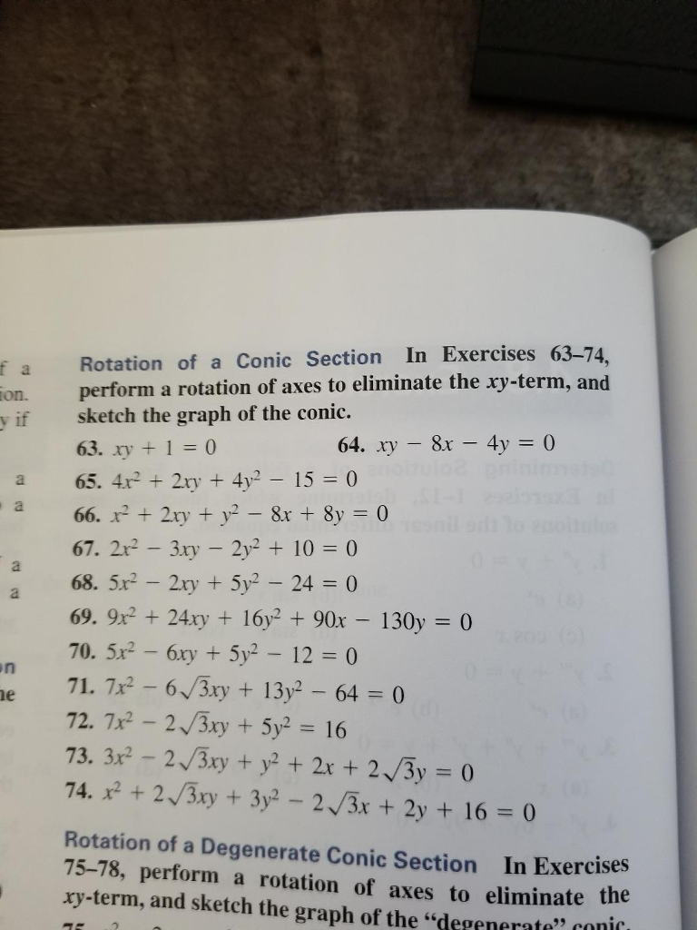 Solved Rotation of a Conic Section In Exercises 63-74, | Chegg.com