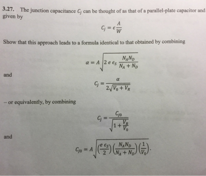 Solved 3.27. The junction capacitance C1 can be thought of | Chegg.com