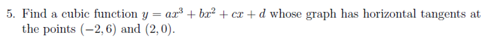 Solved Find a cubic function y = ax^3 + bx^2 + cx + d whose | Chegg.com